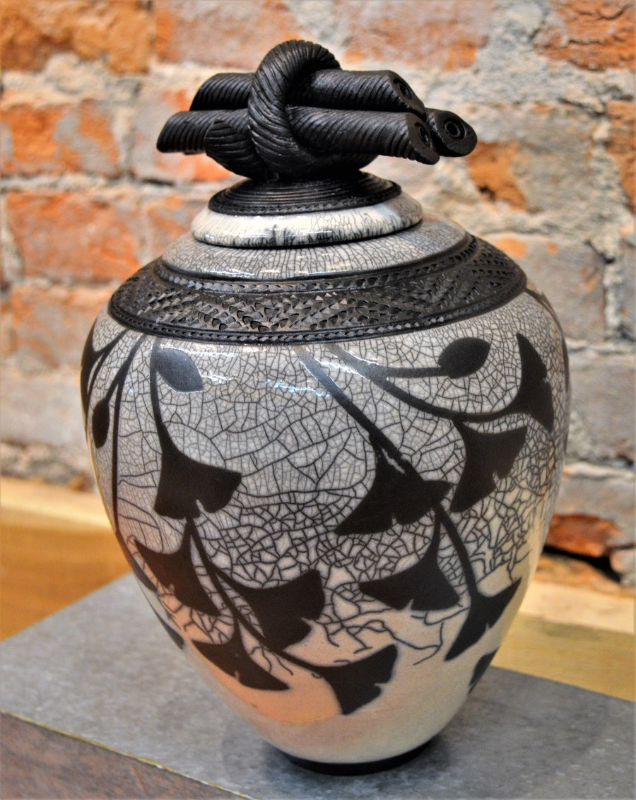 Lidded Ginkgo Vessel by Christine Davis – Juniper Art Gallery